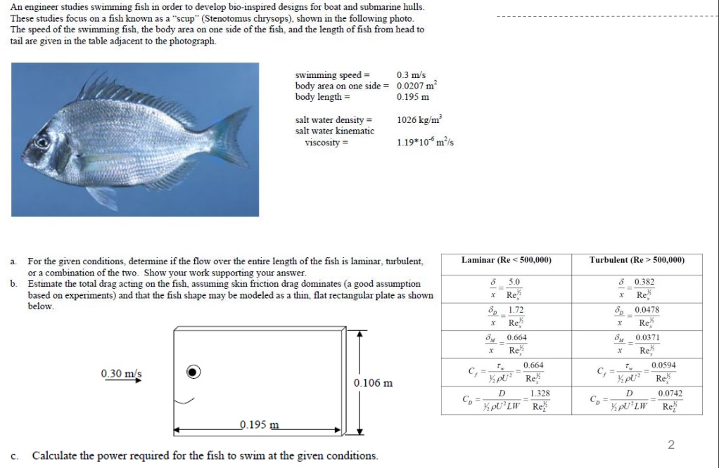 Solved An engineer studies swimming fish in order to develop | Chegg.com