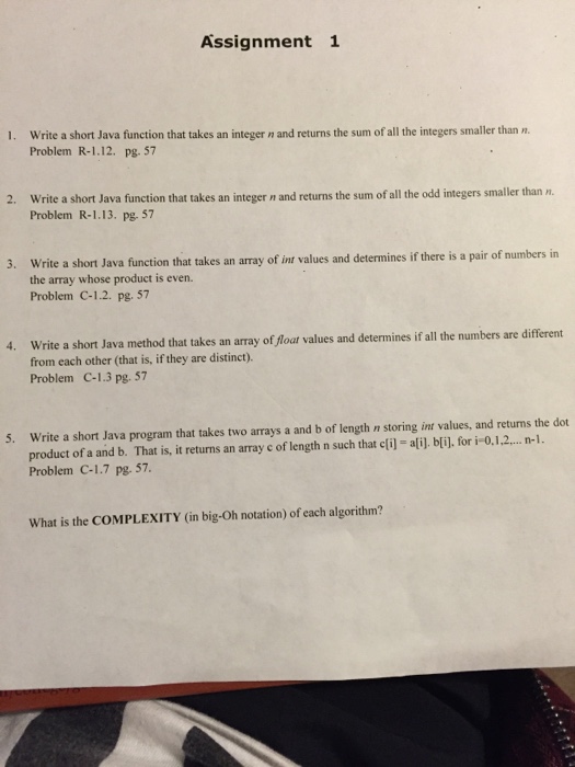 Solved Write a short Java function that takes an integer n | Chegg.com