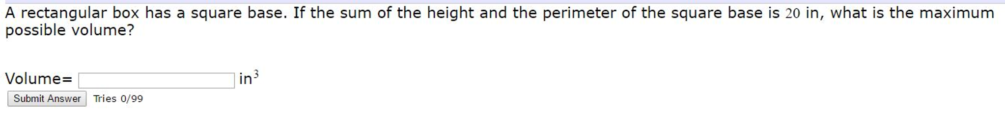 Solved A rectangular box has a square base. If the sum of | Chegg.com