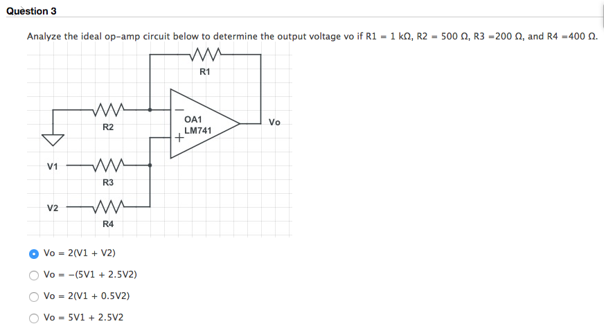 Solved Analyze the ideal op-amp circuit below to determine | Chegg.com
