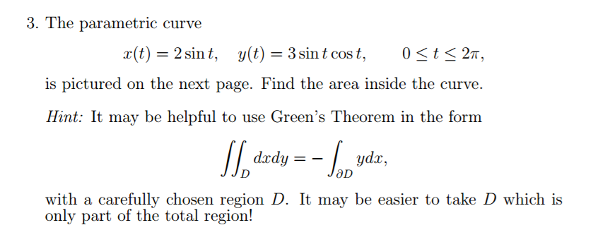 Solved The parametric curve x(t) = 2 sin t, y(t) = 3 sin t | Chegg.com