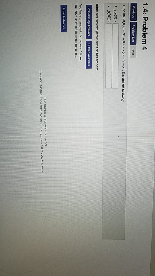 Solved 1.4: Problem 2 Previous Problem List Next (1 point) | Chegg.com