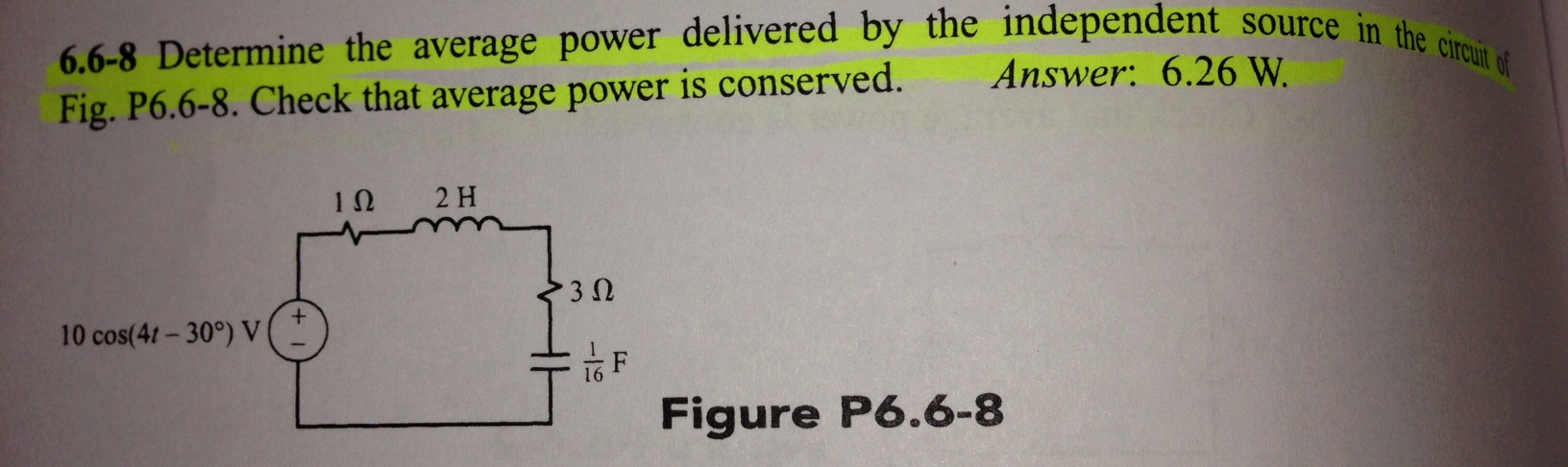 Solved Determine the average power delivered by the | Chegg.com