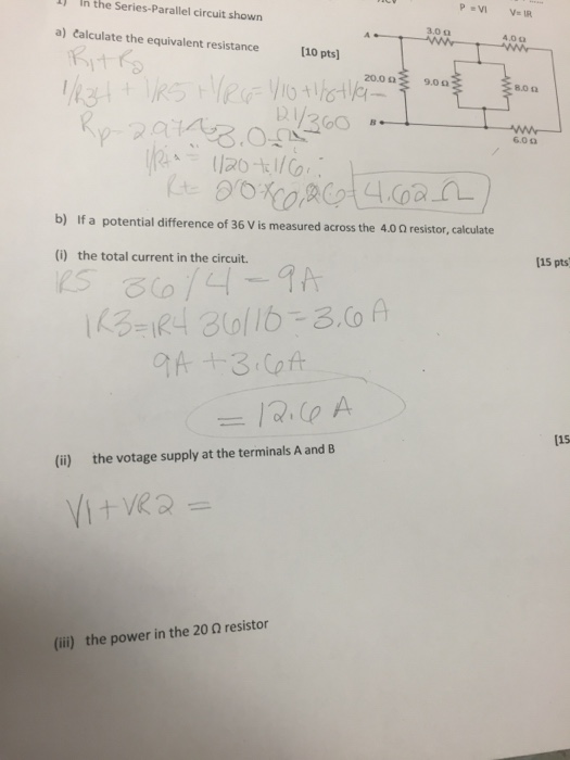 Solved In the Series-Parallel circuit shown Calculate the | Chegg.com