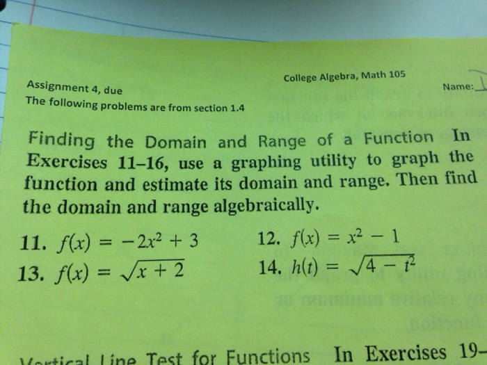 Solved Finding the Domain and Range of a Function In | Chegg.com