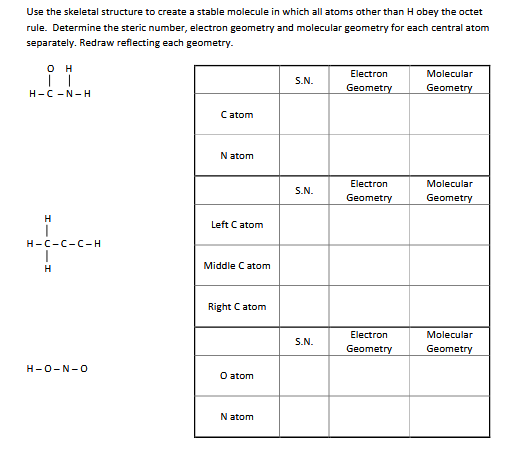 Solved Use the skeletal structure to create a stable | Chegg.com