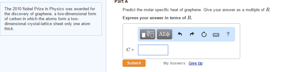 Solved The 2010 Nobel Prize in Physics was awarded for the | Chegg.com