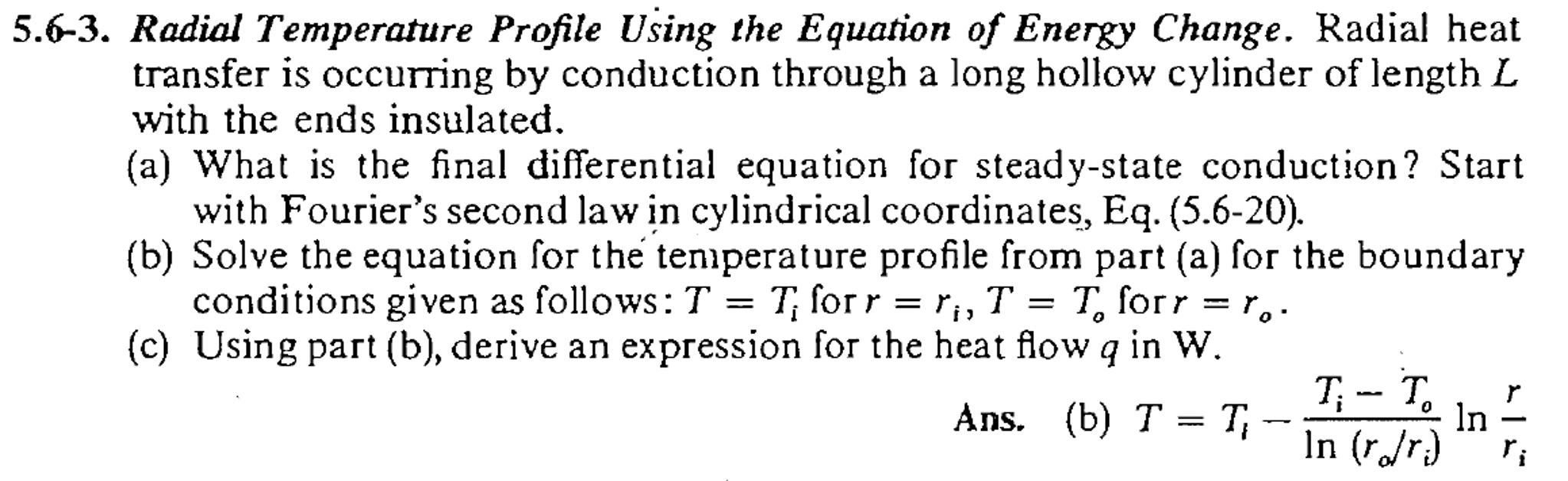 Radial Temperature Profile Using the Equation of | Chegg.com