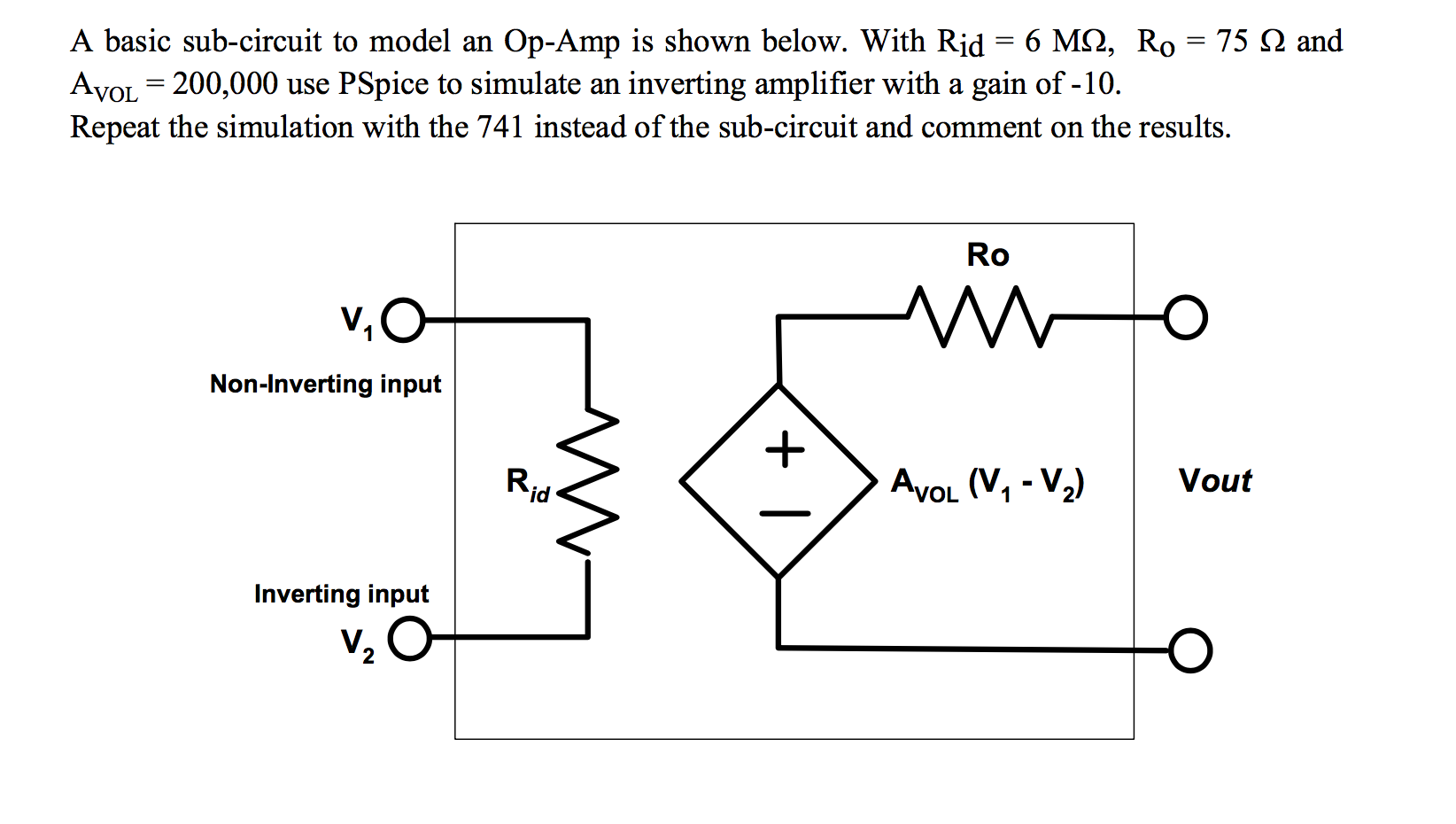 A basic sub-circuit to model an Op-Amp is shown | Chegg.com