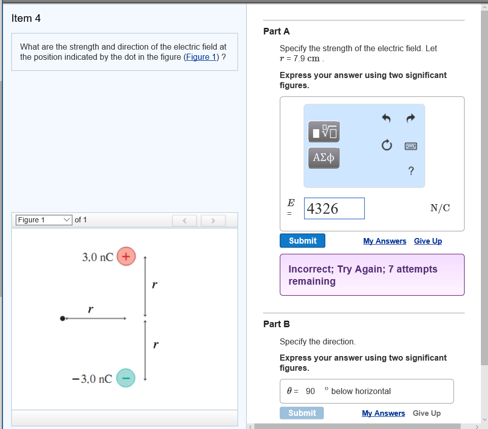Solved What are the strength and direction of the electric | Chegg.com
