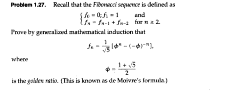 Solved Problem 1.27. Recall that the Fibonacci sequence is | Chegg.com