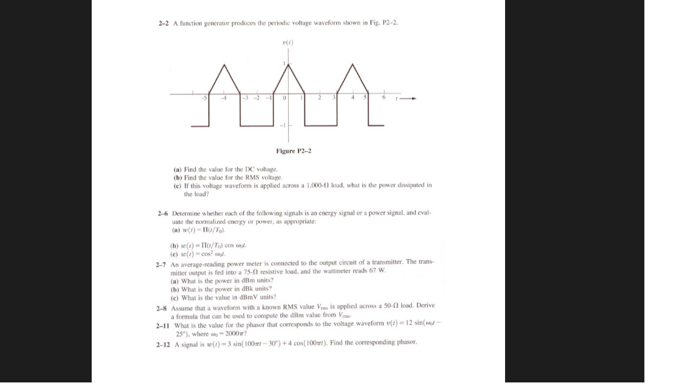 Solved A Function Generator Products The Periodic Voltage