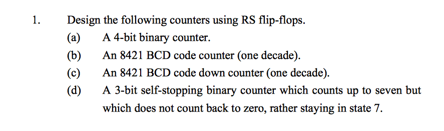 Design the following counters using RS flip-flops. | Chegg.com