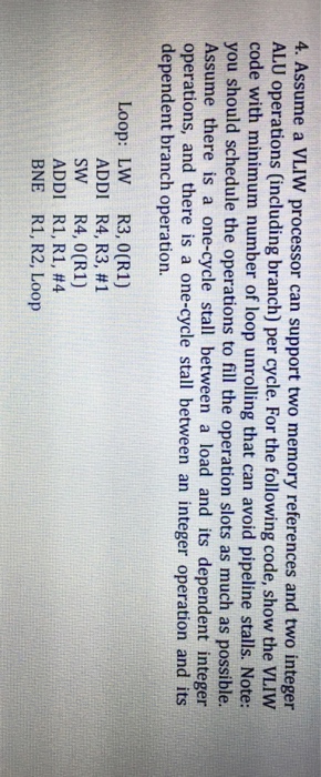 Assume a VLIW processor can support two memory | Chegg.com