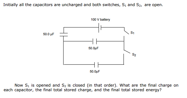 Solved Initially all the capacitors are uncharged and both | Chegg.com