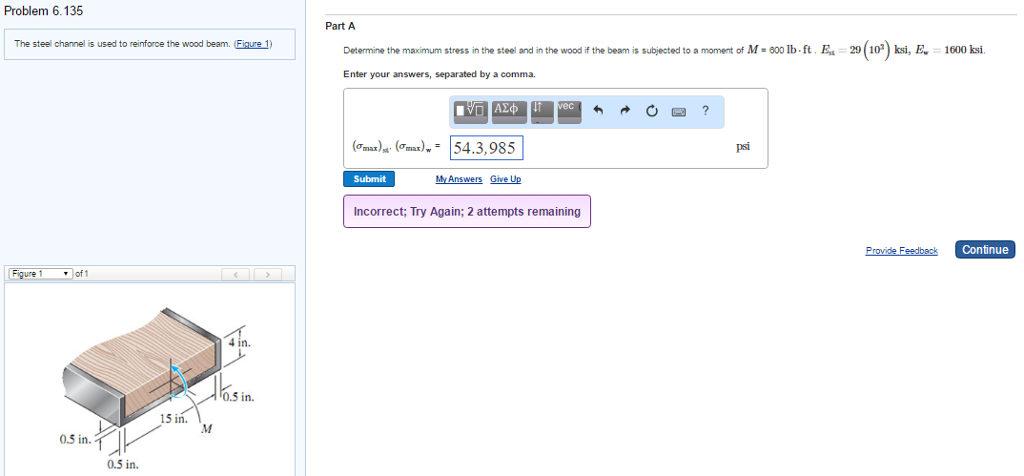 Solved The steel channel is used to reinforce the wood beam. | Chegg.com