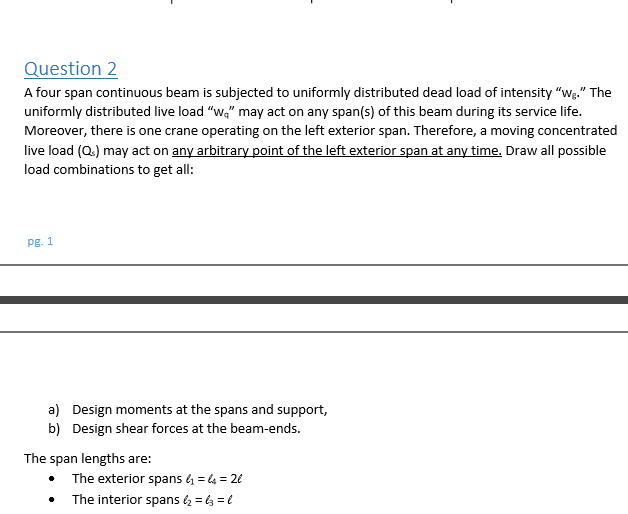 Solved Question 2 A four span continuous beam is subjected | Chegg.com