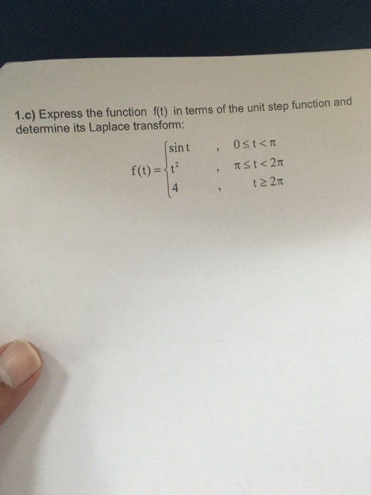 Solved Express the function f(t) in terms of the unit step | Chegg.com