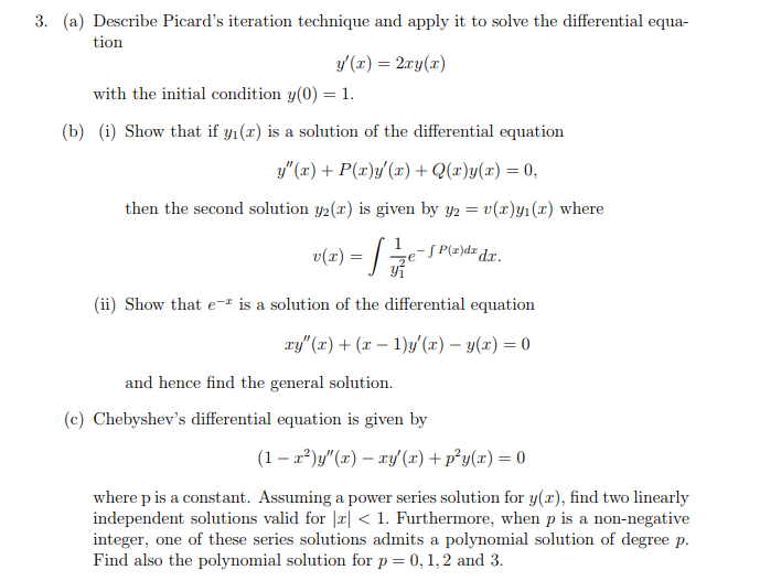 Solved 3. (a) Describe Picard's iteration technique and | Chegg.com