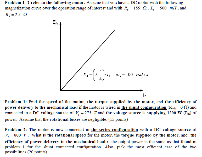 Problem 1 -2 refer to the following motor: Assume | Chegg.com