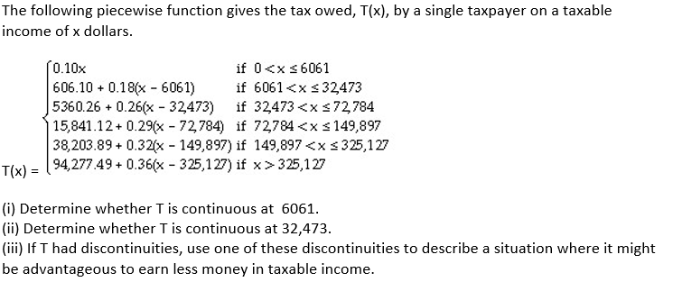 Solved The following piecewise function gives the tax owed, | Chegg.com