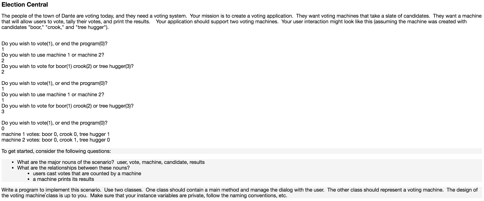 Solved ElectionCentral.java Can you please help me the JAVA | Chegg.com