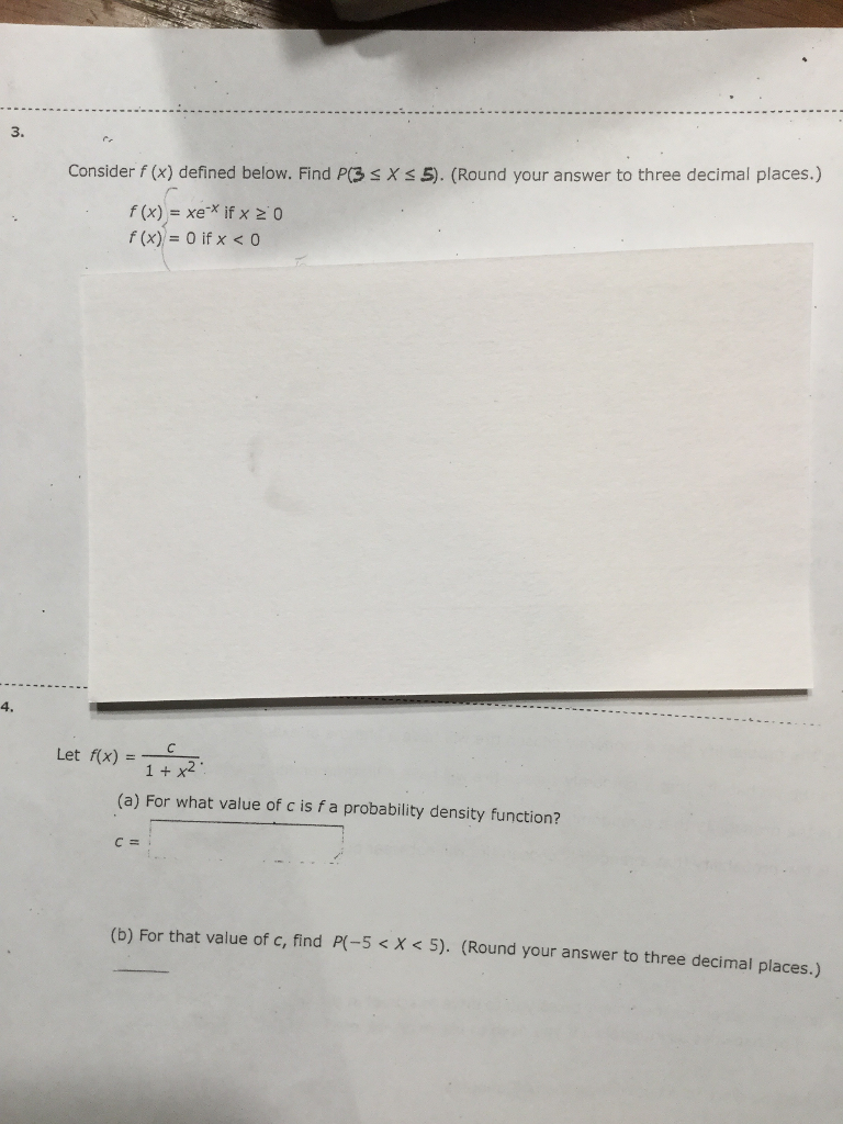 Solved 3. Consider f(x) defined below. Find P(3s Xs 5). | Chegg.com