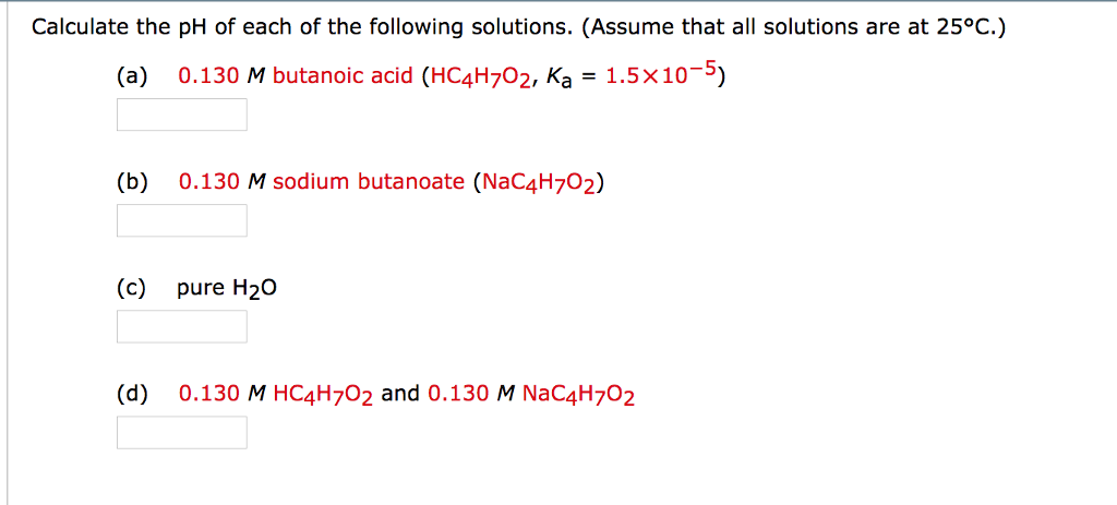 Solved Calculate the pH of each of the following solutions. | Chegg.com