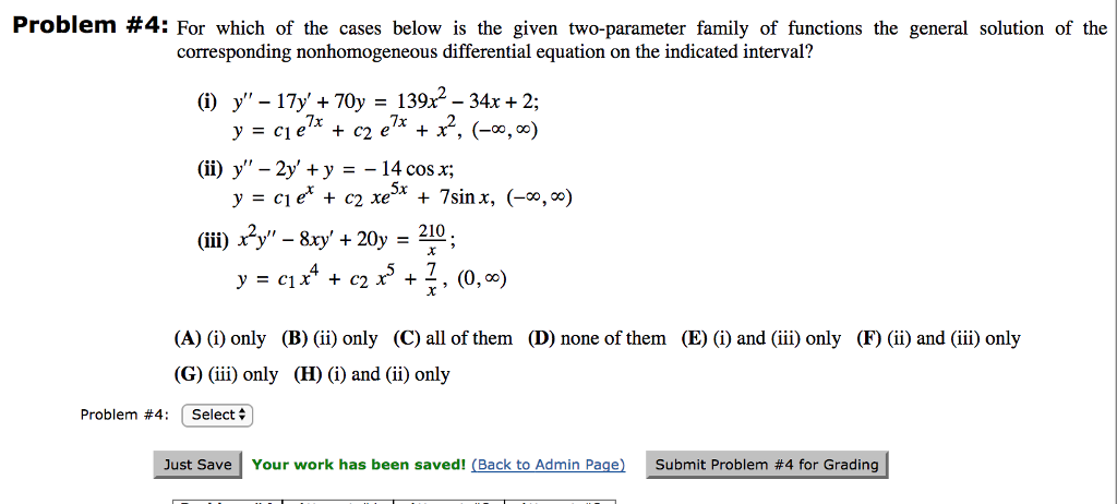 Solved Problem #4: For which of the cases below is the given | Chegg.com