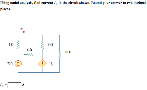 Solved Using nodal analysis, find current i0 in the circuit | Chegg.com