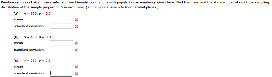 Solved Random samples of size n were selected from binomial | Chegg.com