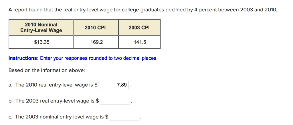 Solved A report found that the real entry-level wage for | Chegg.com