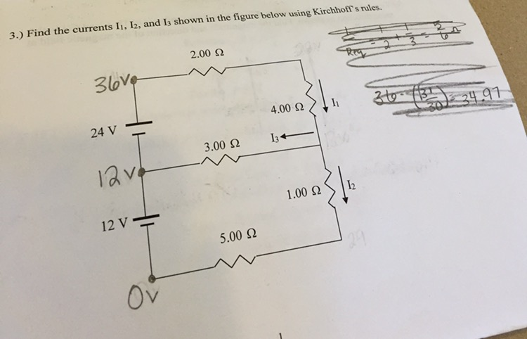 Solved 3.) Find the currents I1,I2, and I3 shown in the | Chegg.com