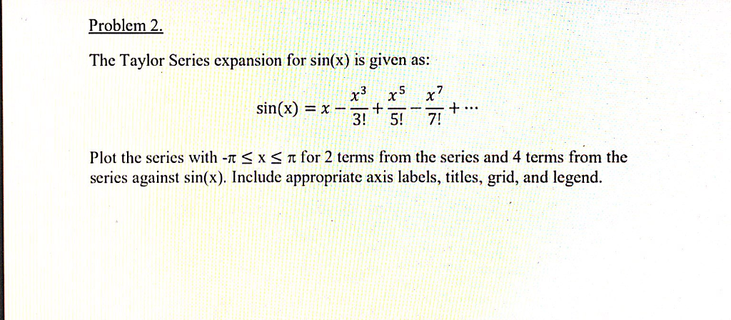Solved Problem 2 The Taylor Series expansion for sin(x) is | Chegg.com