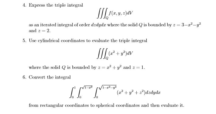 Solved Express the triple integral integral integral | Chegg.com