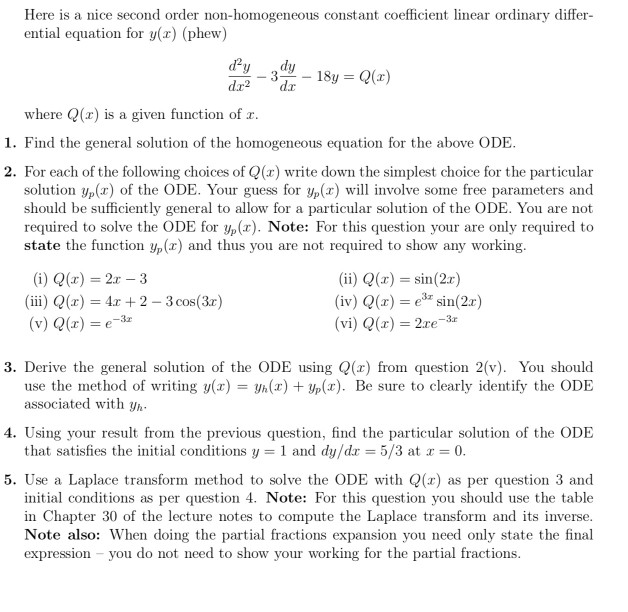 Solved Here is a nice second order non-homogeneous constant | Chegg.com
