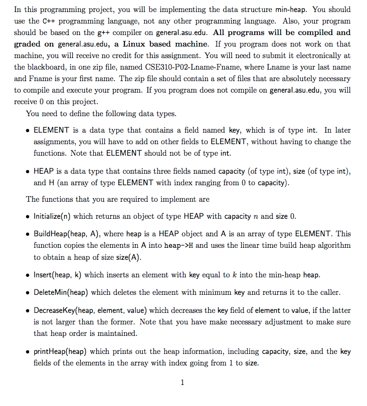 In this programming project, you will be implementing | Chegg.com