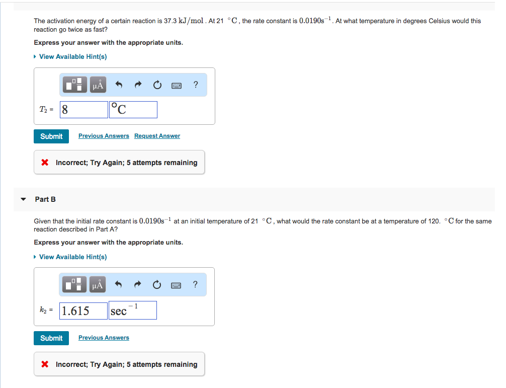 Solved The activation energy of a certain reaction is 37.3 | Chegg.com