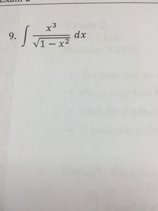 Solved Integral x^3/Squareroot 1 - x^2 dx | Chegg.com