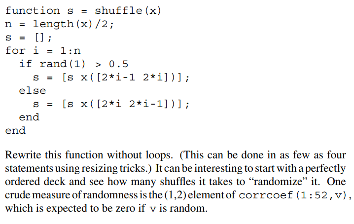 Solved Consider "shuffling" a vector of integers from 1 to | Chegg.com