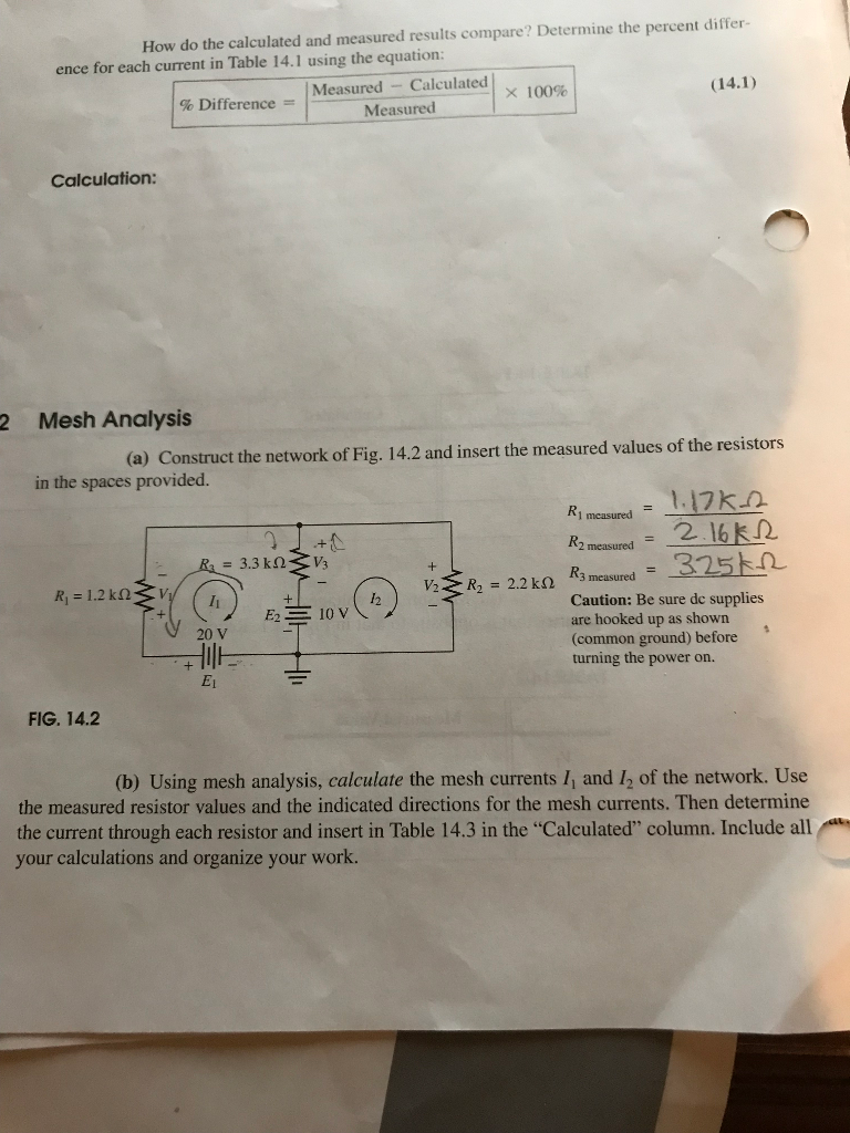 Solved Calculate the currents I1, I2, I3 using the measured | Chegg.com