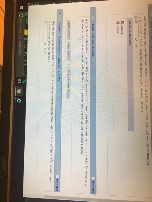 Solved Find the displacement over the time Interval [1, 9] | Chegg.com