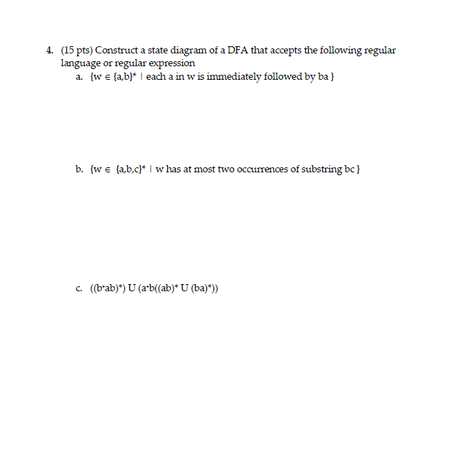 Solved Construct a state diagram of a DFA that accepts the | Chegg.com