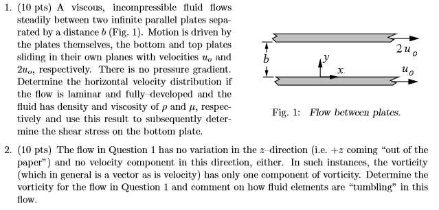 Solved A viscous, incompressible fluid flows steadily | Chegg.com
