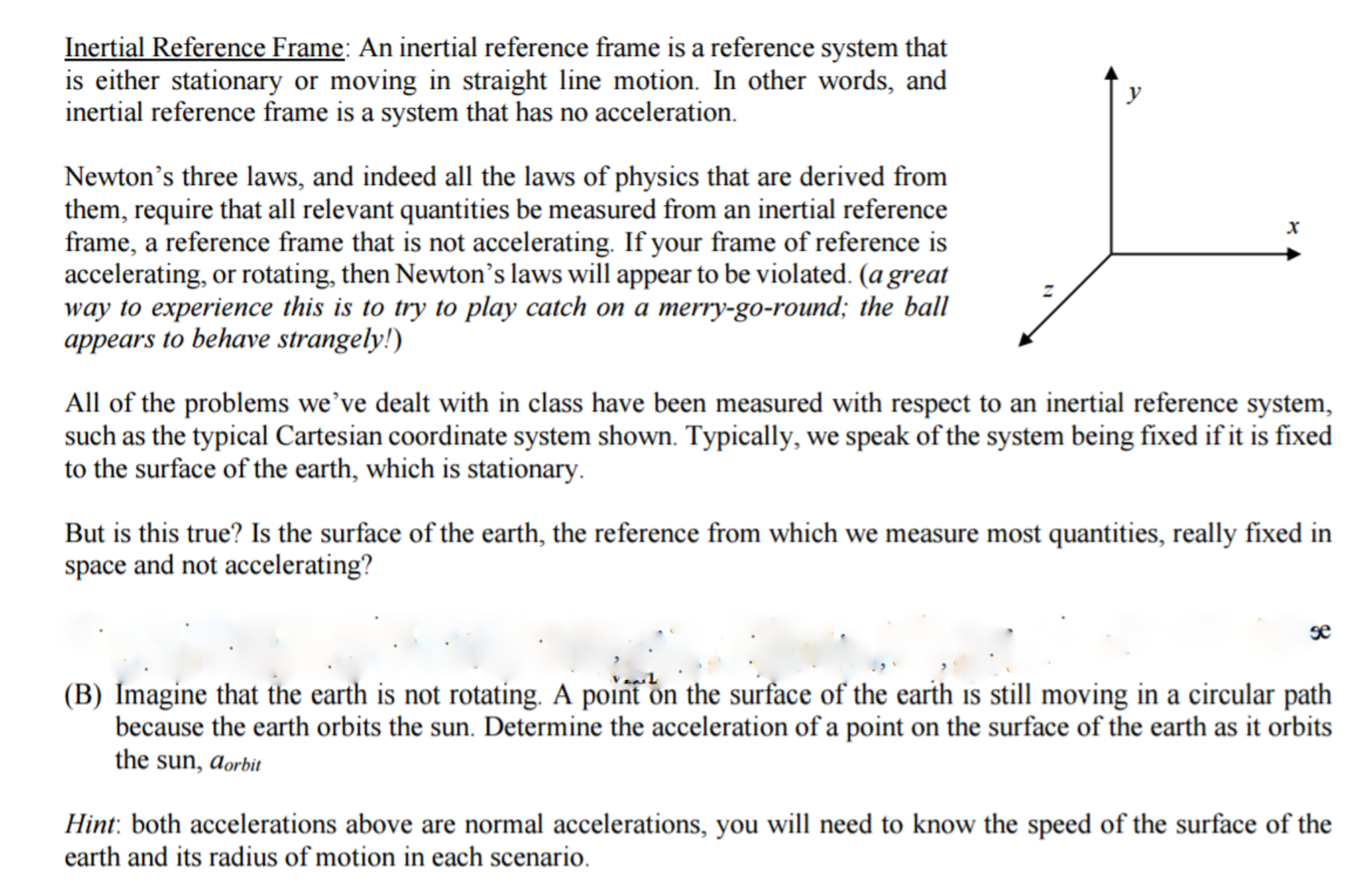 Solved Inertial Reference Frame: An inertial reference frame | Chegg.com
