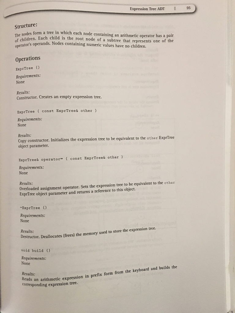 Implement the expression tree ADT with all the | Chegg.com