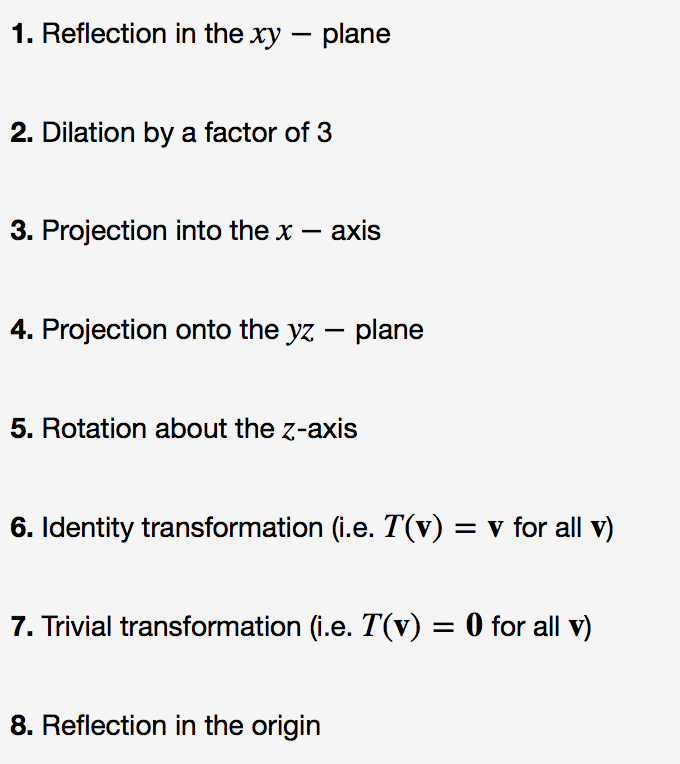 Solved Which of the following linear transformations from R3 | Chegg.com