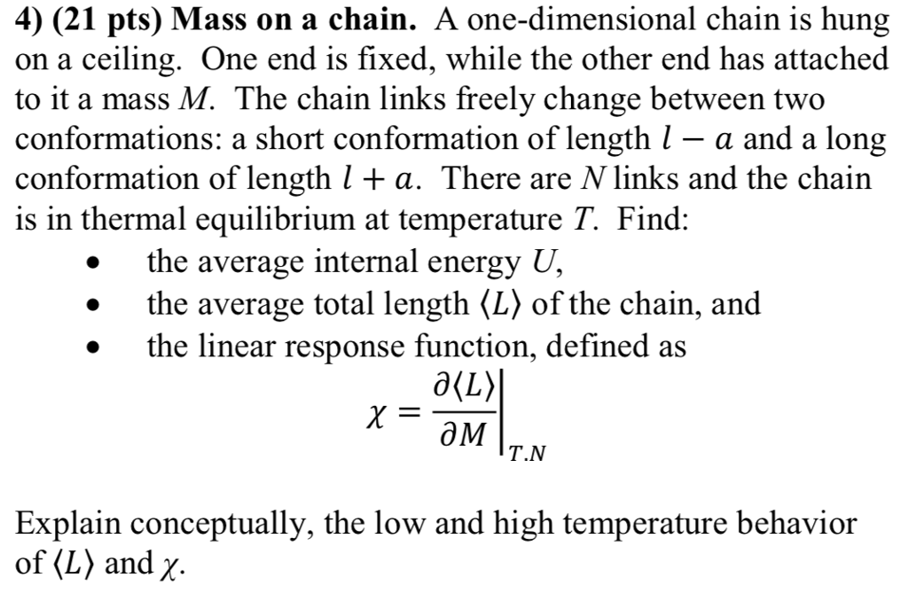 4) (21 pts) Mass on a chain. A one-dimensional chain | Chegg.com