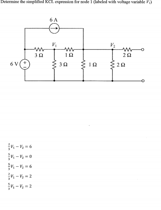Solved Determine the simplified KCL expression for node 1 | Chegg.com