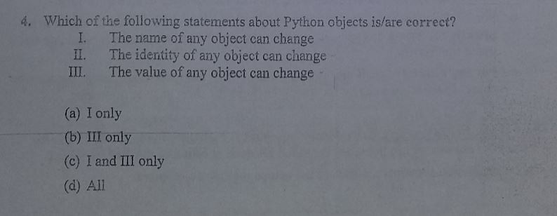 Solved Which of the following statements about Python | Chegg.com